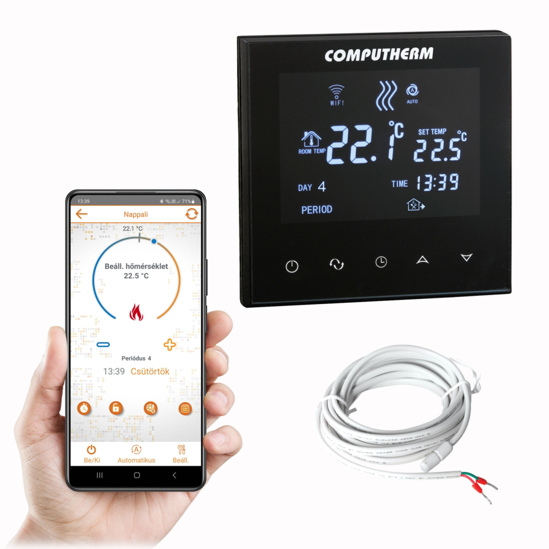 Computherm E300 Wifi programozható szobatermosztát radiátoros- és padlófűtési rendszerekhez ...